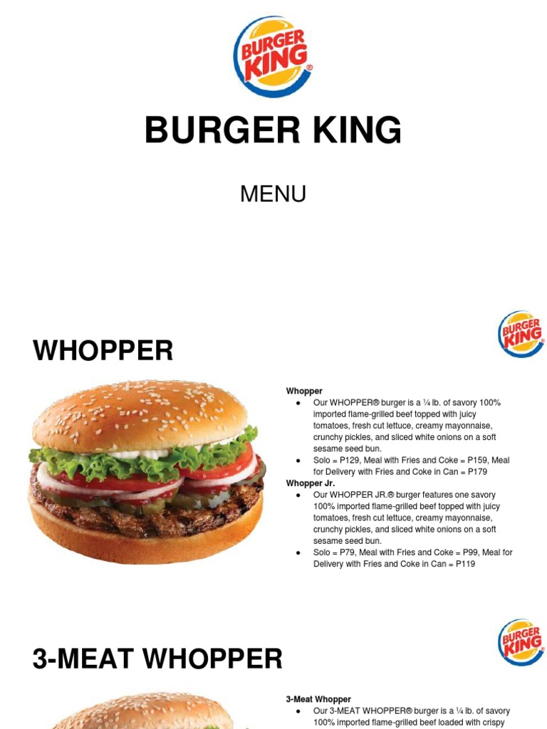 Burger King Menu | PDF | Hamburgers | Western Cuisine