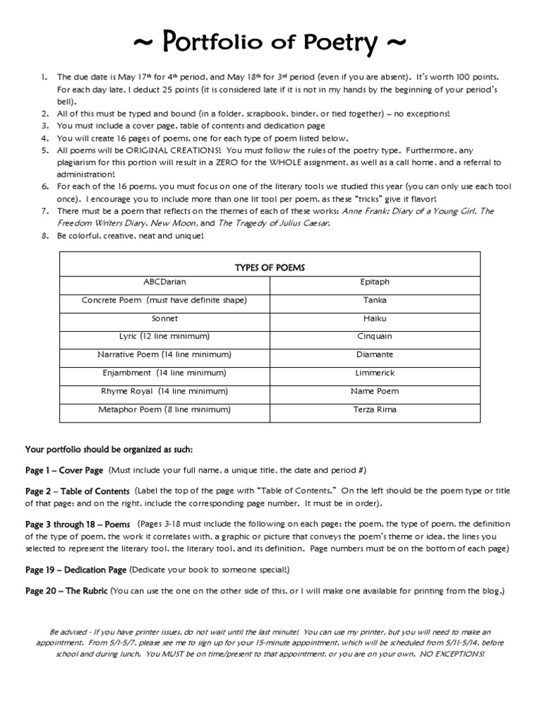 Portfolio of Poetry | PDF | Poetry | General Fiction