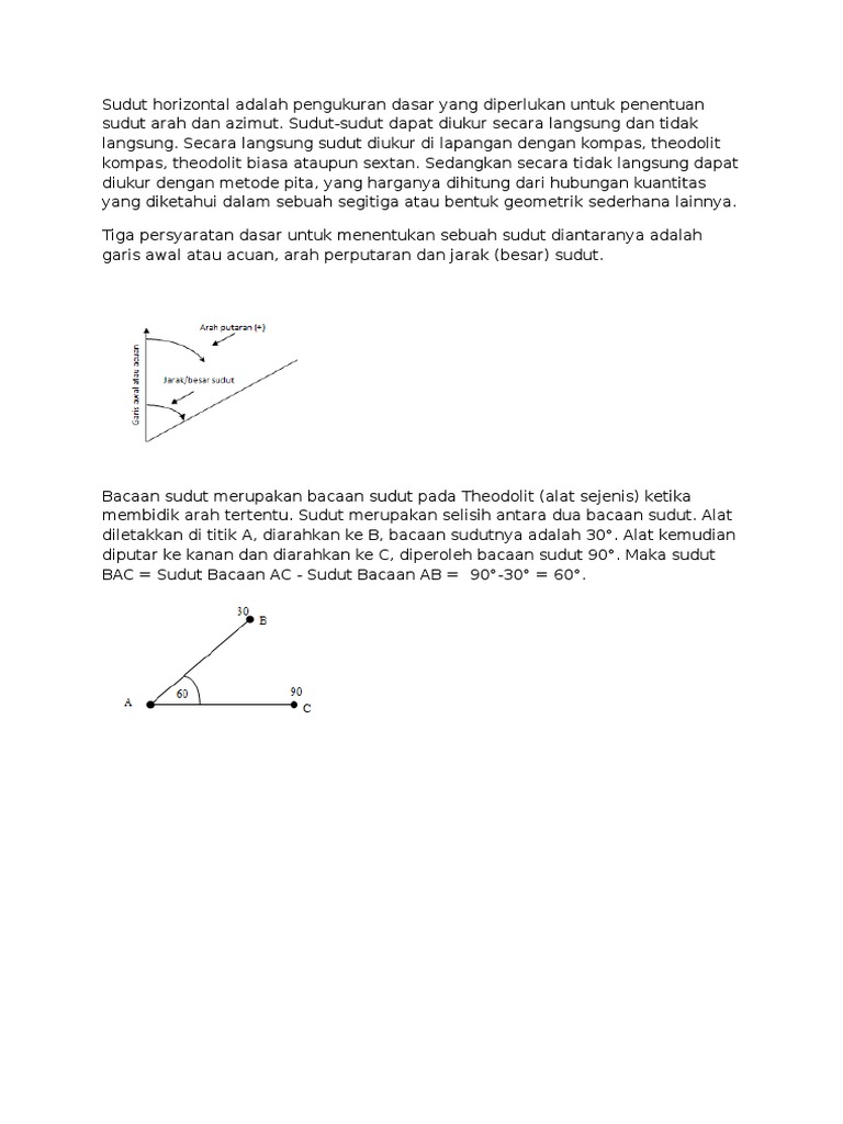 Sudut Horizontal Adalah Pengukuran Dasar Yang Diperlukan Untuk Penentuan Sudut Arah Dan Azimut ...