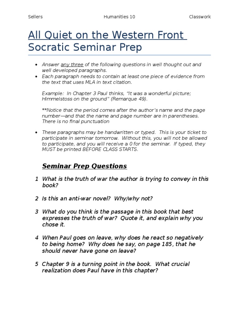 Aqotwf Seminar Prep Questions | PDF