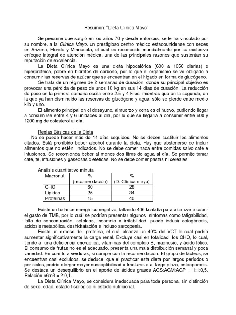 Dieta Clinica Mayo | PDF | Dieta | Alimentos