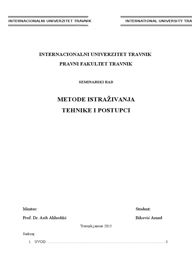 Metodologija Naucno-Istrazivackog Rada | PDF