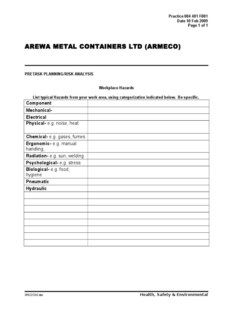 Hazard ID Form | PDF