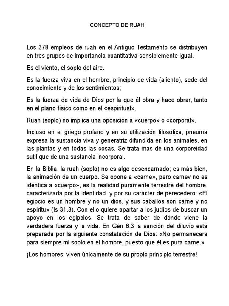 Significado de Ruah en la Biblia | PDF
