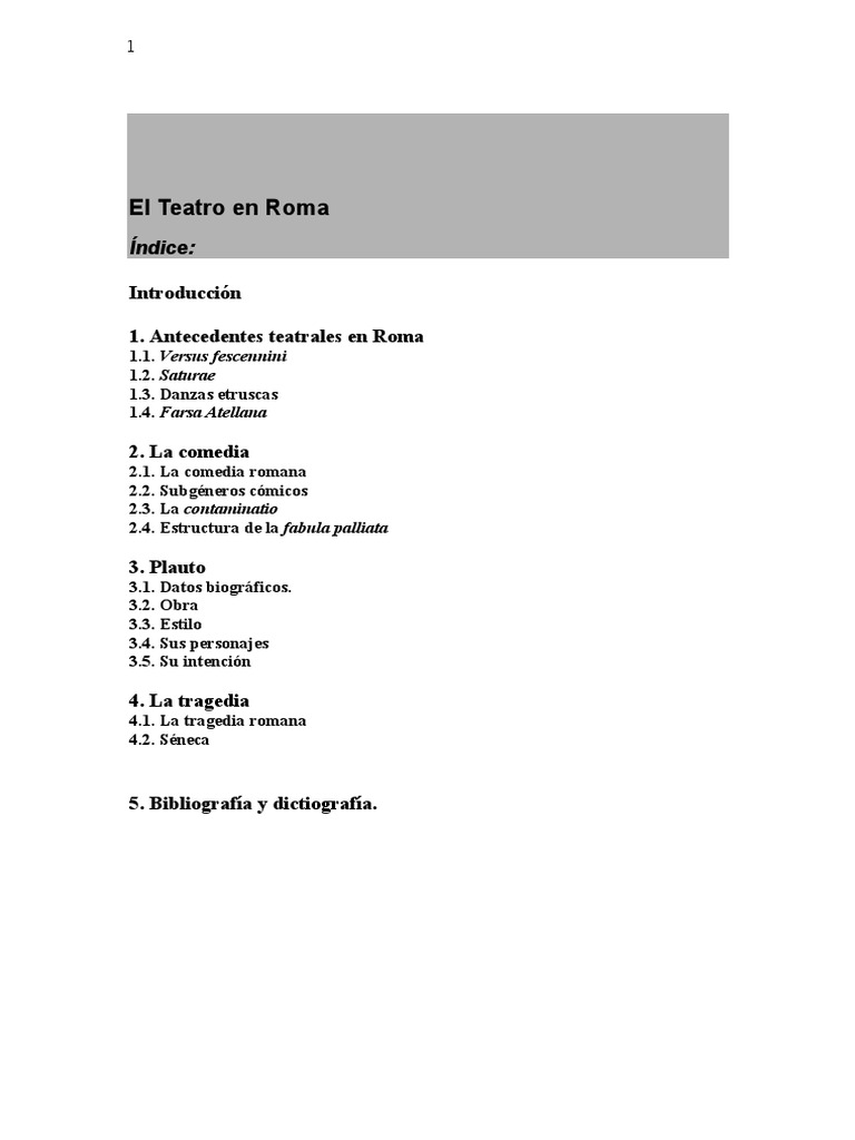 El Teatro en Roma PDF | PDF | Comedia | Teatro