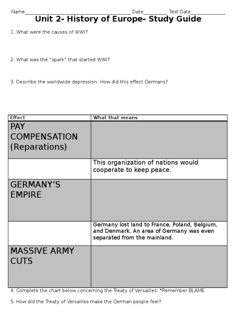 Unit 2b Study Guide 2015-2016 | PDF
