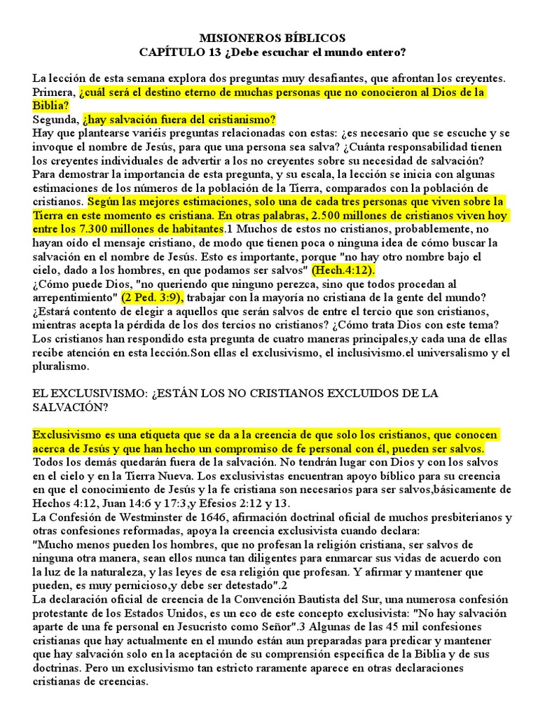 Salvación y Exclusivismo Cristiano | PDF | Salvación | Infierno