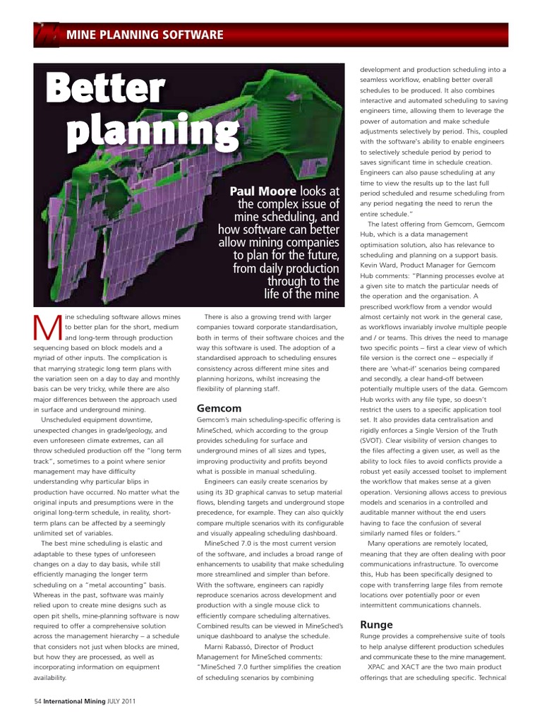 Mine Planning Software | Download Free PDF | Coal Mining | Mining