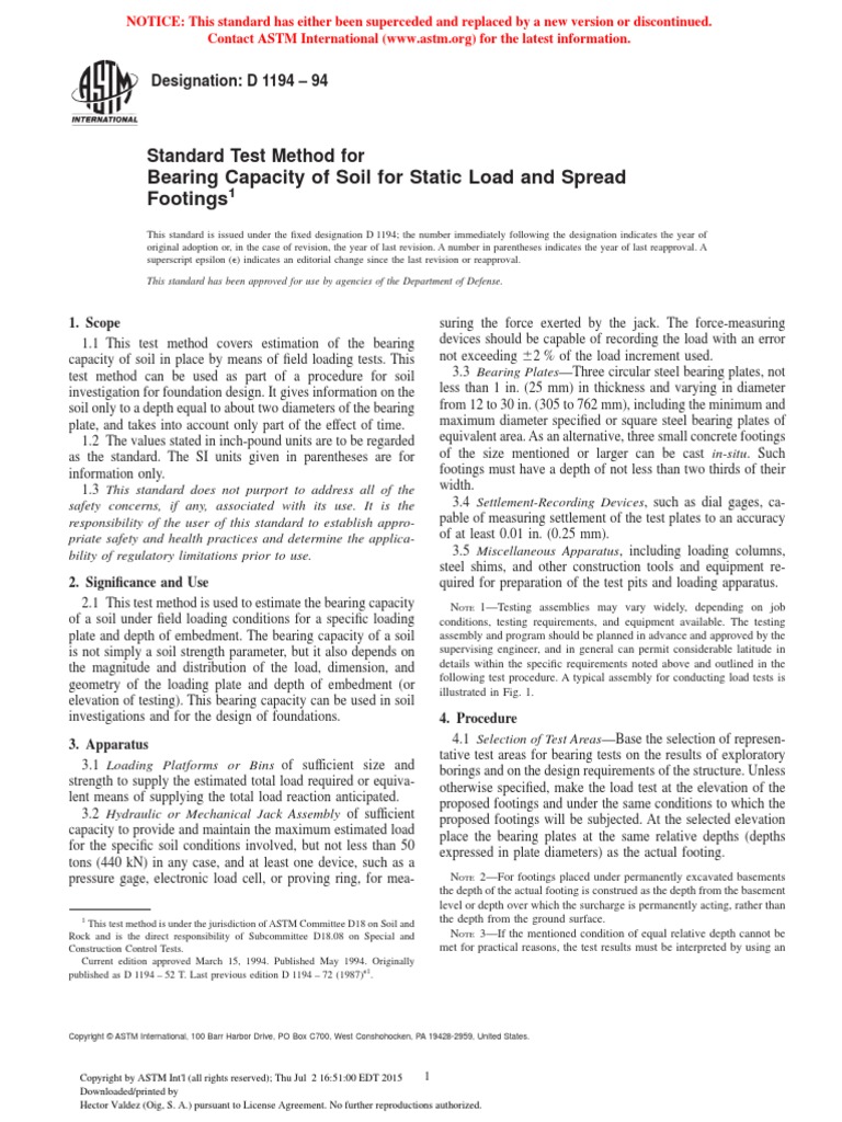 Astm d1194 | PDF | Structural Load | Structural Steel