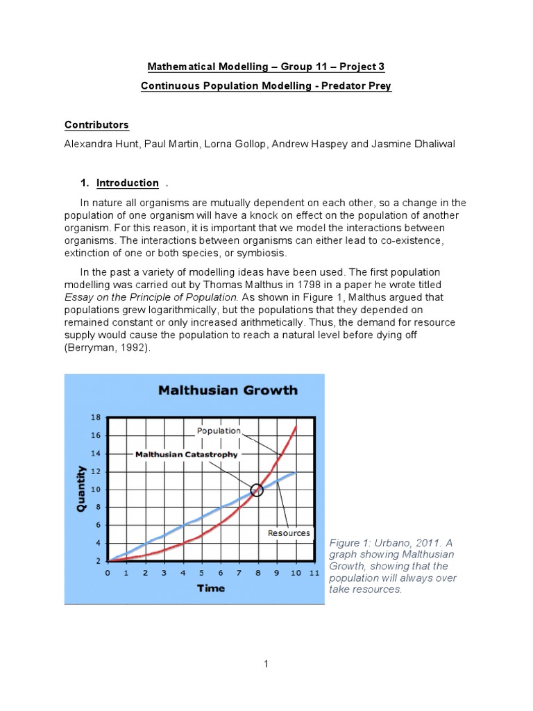 Mathematical Modelling Project | Predation | Mathematics