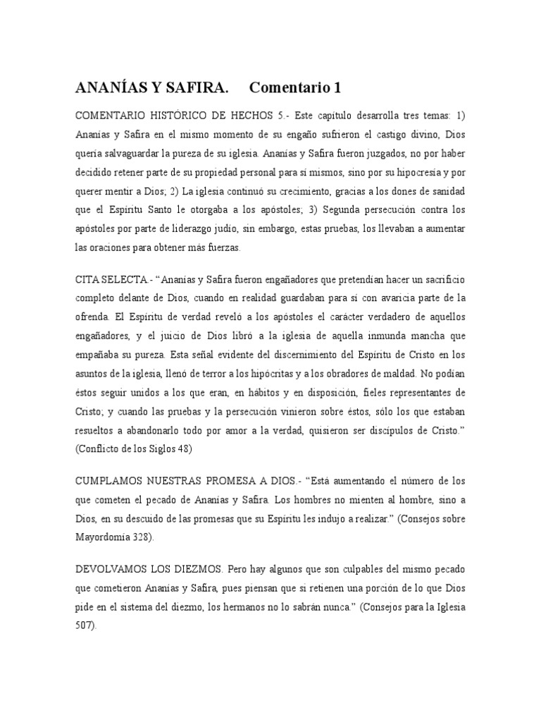 Ananías y Safira | PDF | espíritu Santo | Cristo (título)