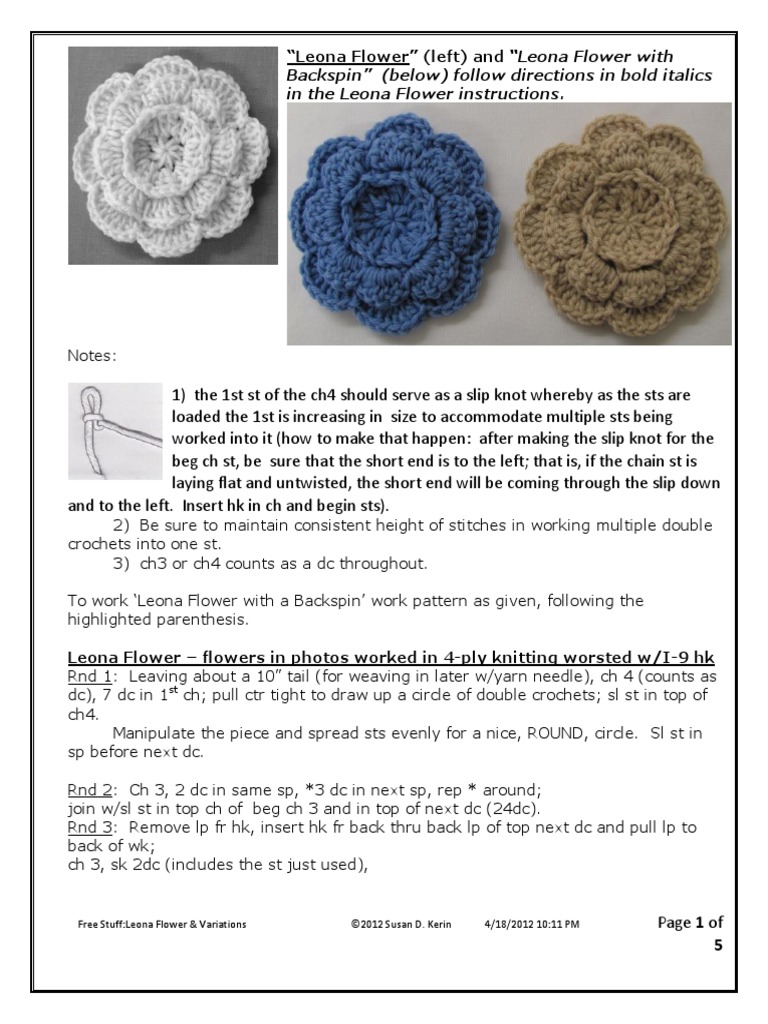 Free Stuff - Leona Flower Variations.4.2012 | PDF | Crochet | Knitting