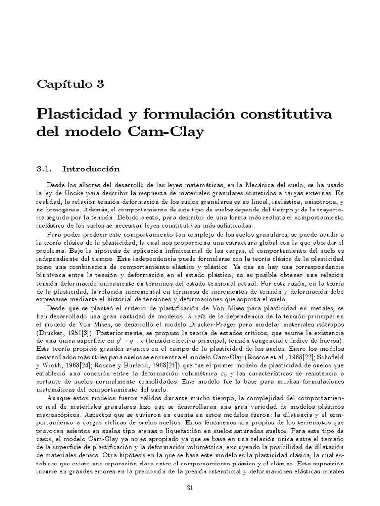 Capitulo3 Cam Clay | PDF | Elasticidad (Física) | Plasticidad (Física)