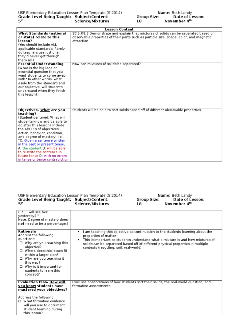 Observable Properties of Solids Lesson Plan Day 2 | PDF