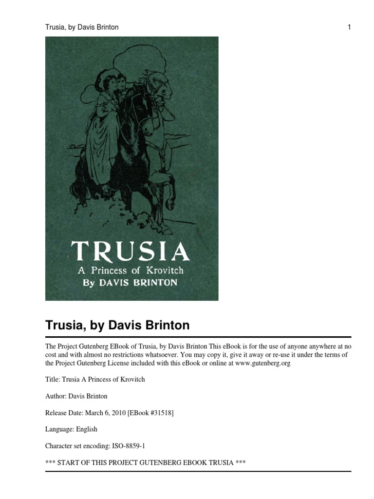 Trusia, by Davis Brinton 1 | PDF | Project Gutenberg