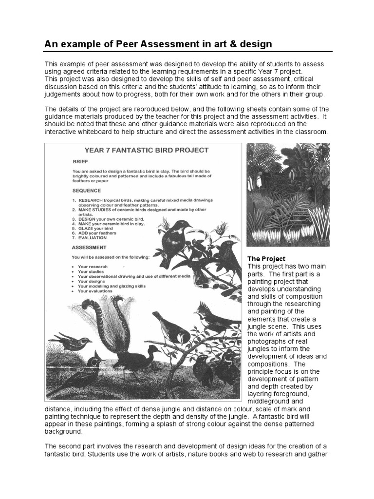 Art Peer Assessment Example English Document | PDF | Educational ...