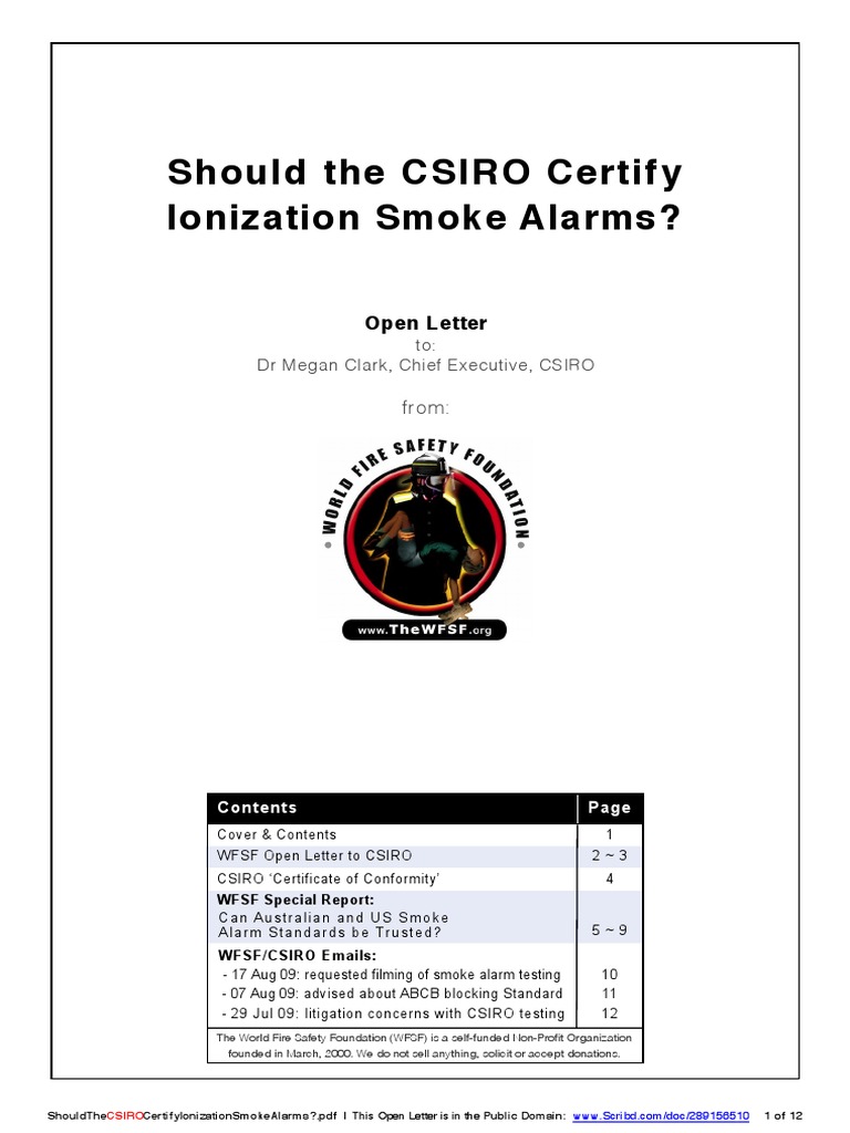 CSIRO's Role in Ionization Alarm Safety | PDF | Commonwealth Scientific ...