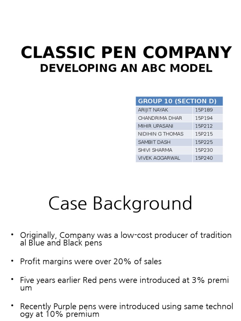 Classic Pen Company Case | PDF | Labour Economics | Sales