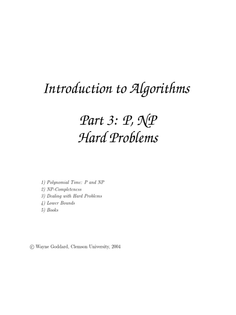 Introduction To Algorithms Part 3: P, NP Hard Problems | PDF | Time ...