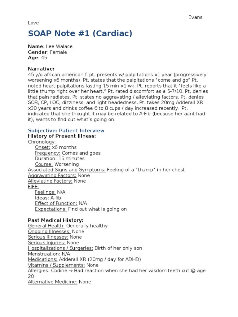 ITP - SOAP Note #1 (Cardiac) | PDF | Medical Specialties | Clinical ...