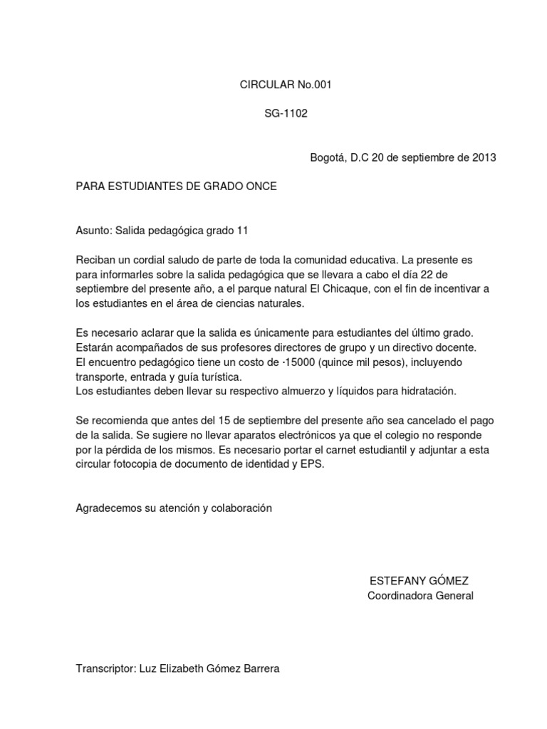 Carta Circular y Circular General | PDF | Finanzas y dinero