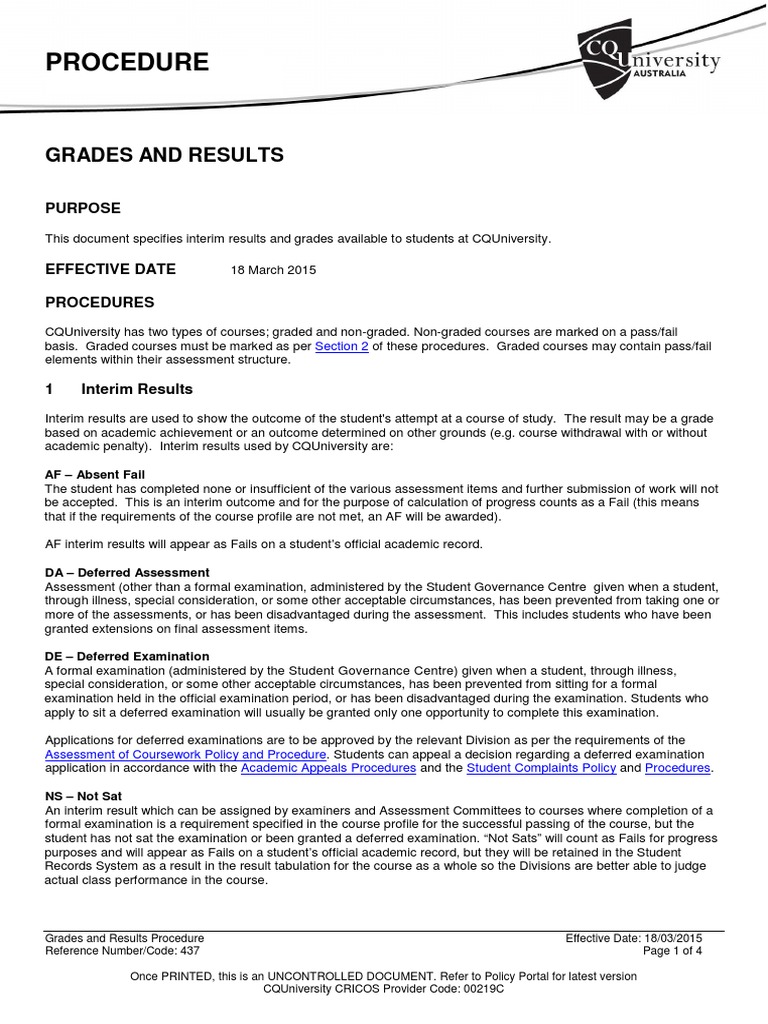 Grades and Results Procedure | PDF | Test (Assessment) | Grading ...