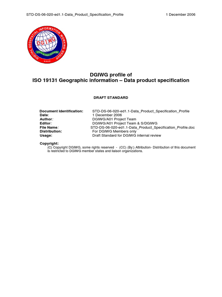 DGIWG Profile of ISO 19131 Geographic Information - Data Product ...