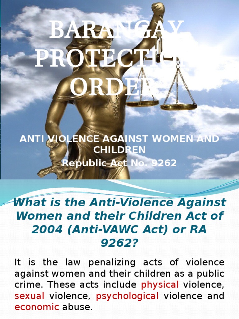 Barangay Protection Order Presentation | Restraining Order | Victimology