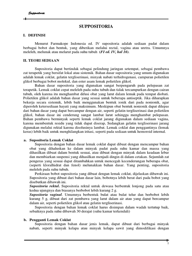 Suppositoria | PDF | Kesehatan Holistik