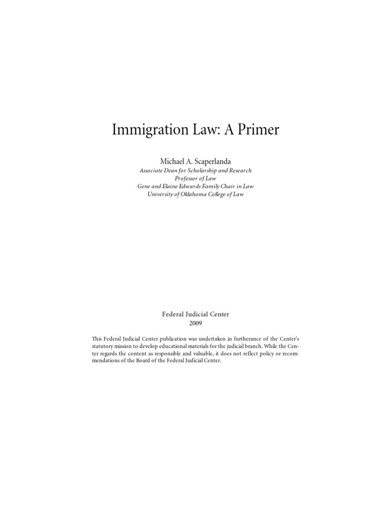 Immigration Law - A Primer | PDF | Immigration And Naturalization ...