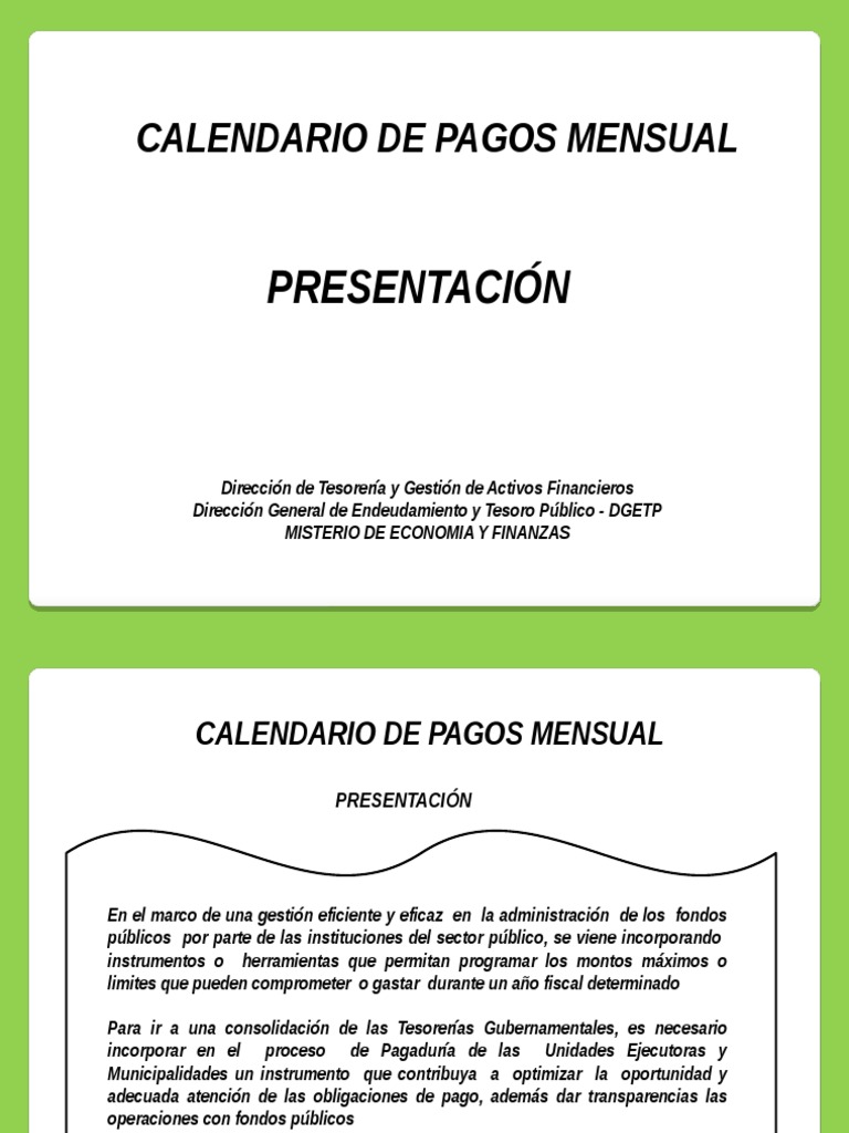CALENDARIO DE PAGOS MENSUAL - Lcastillo | PDF | Cheque | Calendario
