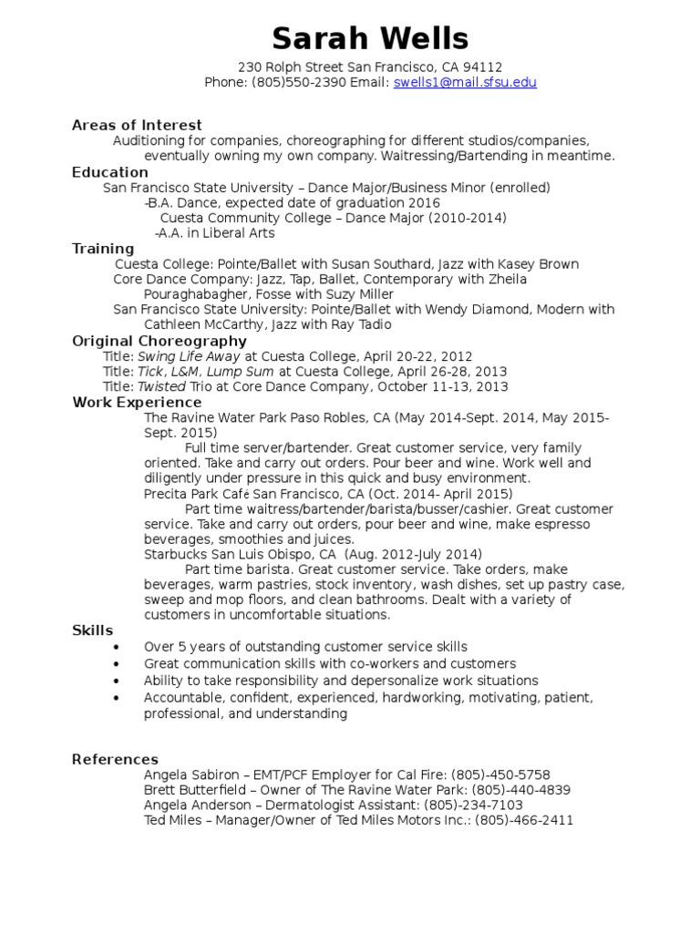 Dance Resume | PDF