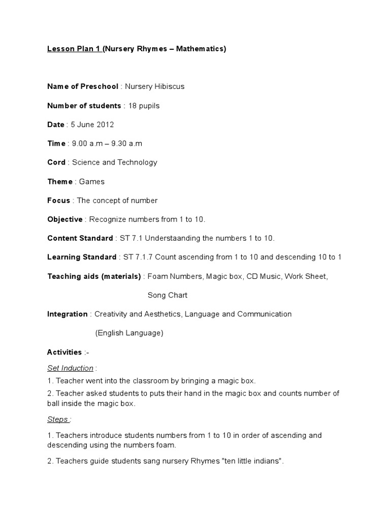Set Induction | PDF | Lesson Plan | Preschool