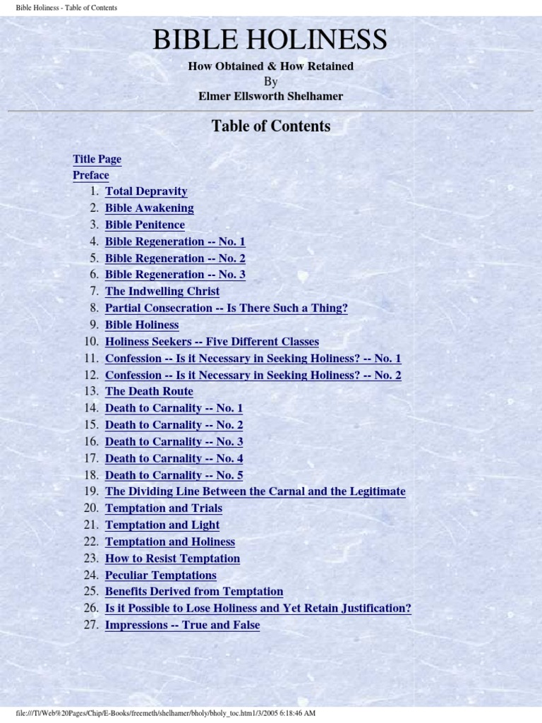 Bible Holiness | PDF | Penance | Sanctification