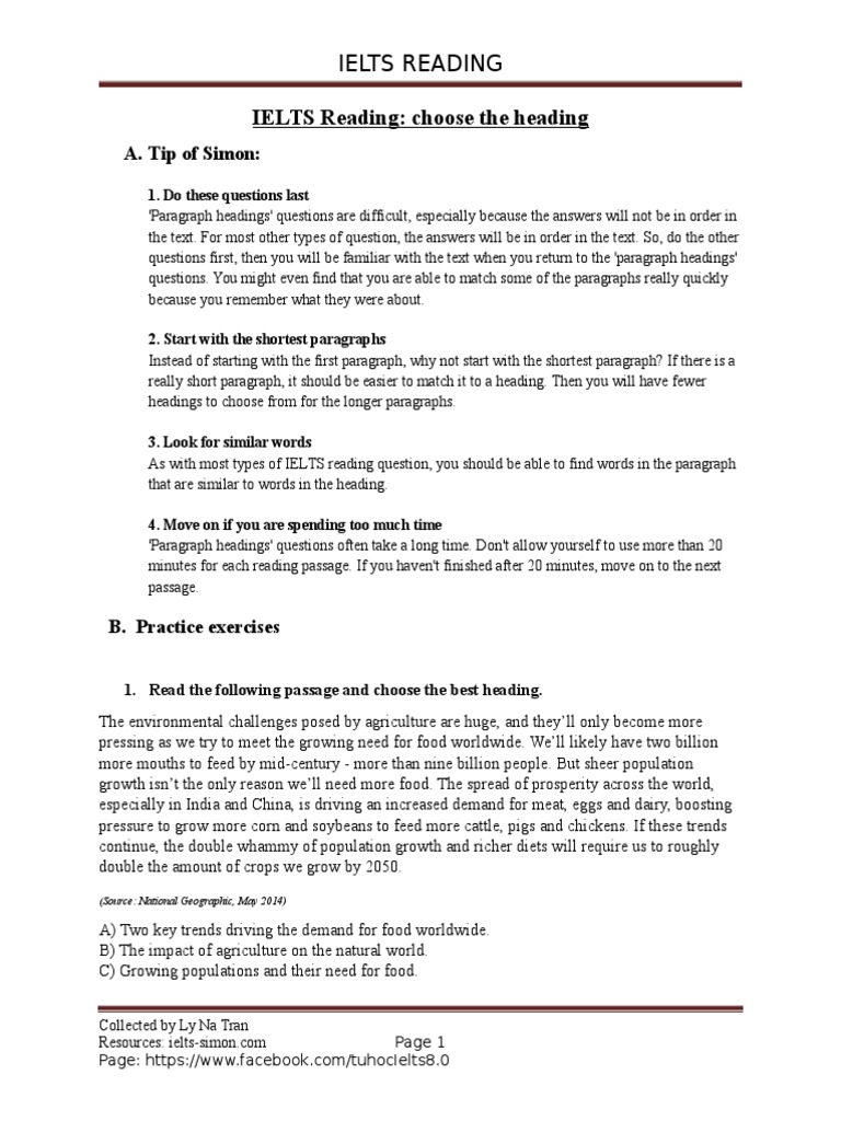 IELTS Reading Choose The Heading | PDF | Cognitive Behavioral Therapy ...