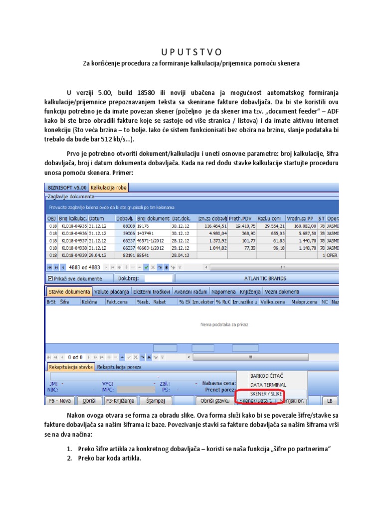 Biznisoft Uputstvo Za OCR | PDF
