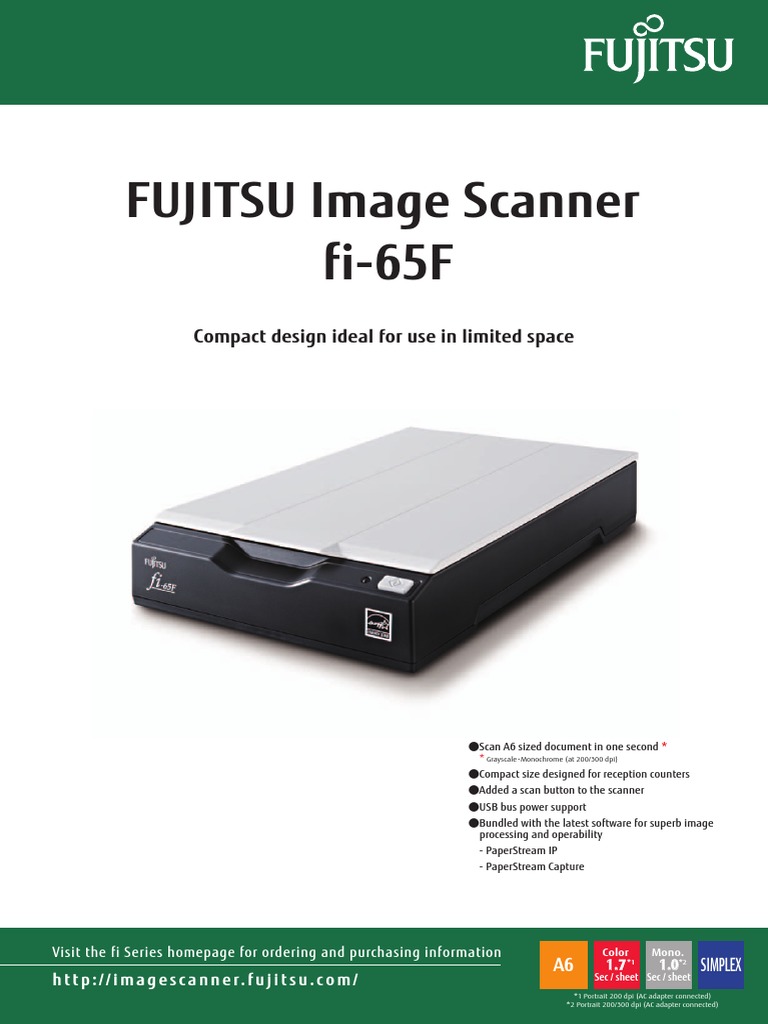 Fujitsu Fi-65F A6 Compact Flatbed Image Scanner | PDF | Image Scanner ...