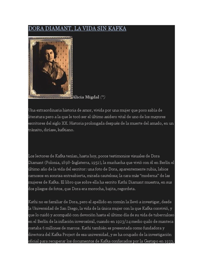 Dora Diamant: Vida tras Kafka | PDF | Franz Kafka