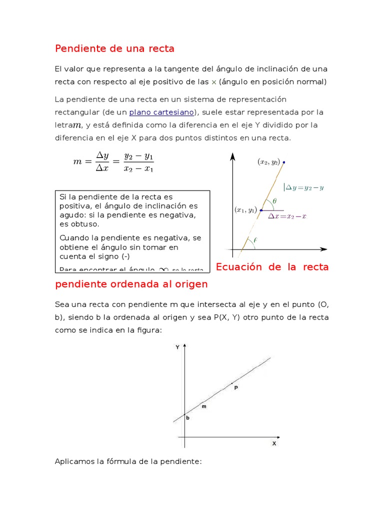 Cómo calcular la pendiente de una recta | PDF