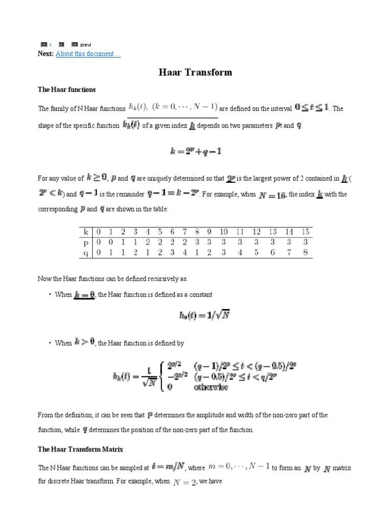 Haar | PDF | Matrix (Mathematics) | Vector Space