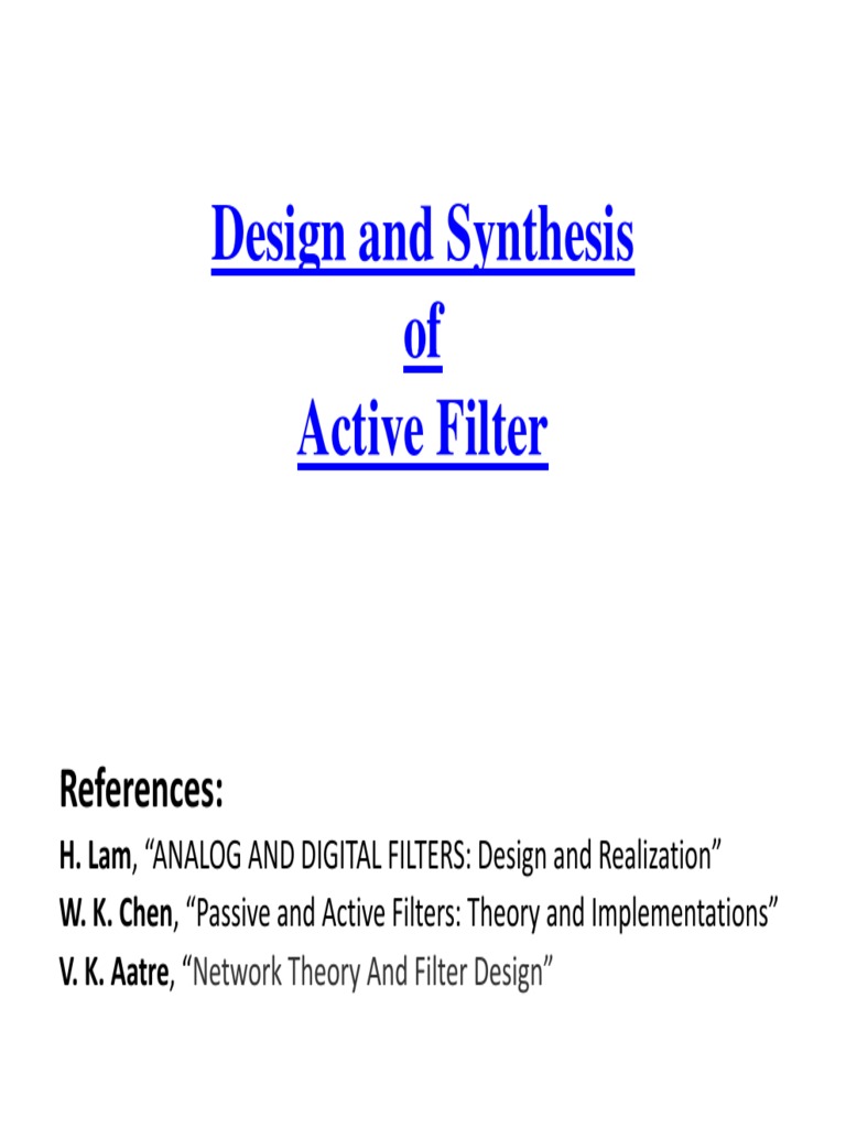Active Filter Design and Synthesis | PDF | Electronic Filter | Low Pass ...