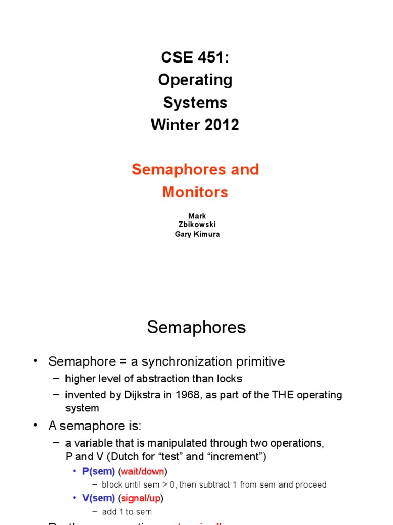 Semaphores And Monitors Pdf Concurrent Computing Thread Computing