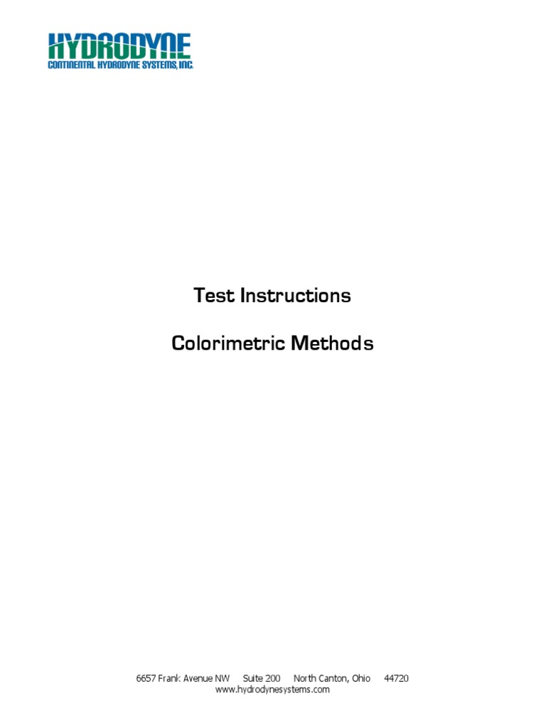 Colorimetric Test Instructions | PDF | Syringe | United States ...