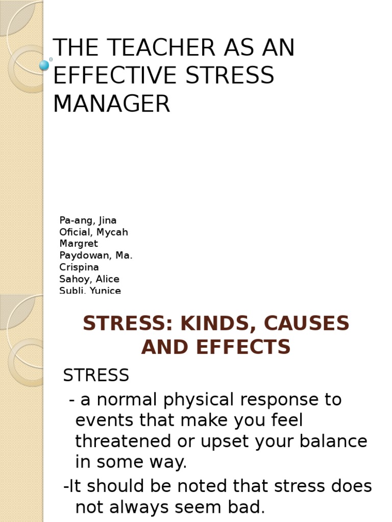 The Teacher As An Effective Stress Manager | PDF | Work–Life Balance ...