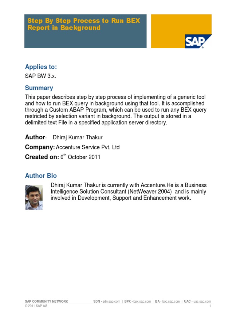 Step by Step Process To Run BEX Report in Background | PDF | Microsoft ...