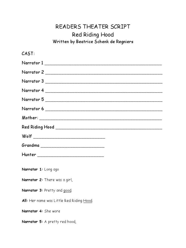 Readers Theatre - Red Riding Hood | PDF | Little Red Riding Hood | Leisure