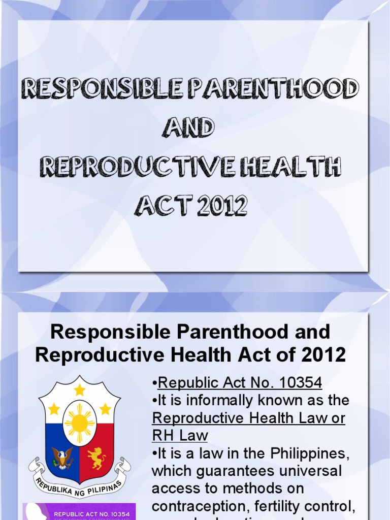 Responsible Parenthood AND Reproductive Health ACT 2012 | PDF | Reproductive Health | Food And ...