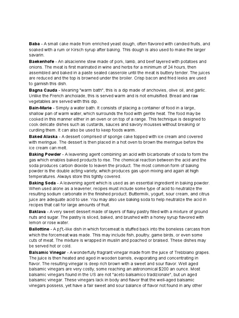 Culinary Terms | PDF | Sausage | Pancake