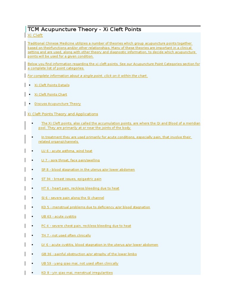 Xi-cleft Points Theory | Menstruation | Acupuncture