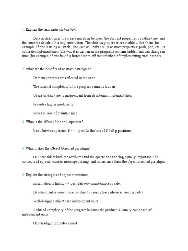 Partial Exam Questions Pdf Method Computer Programming Object Oriented Programming